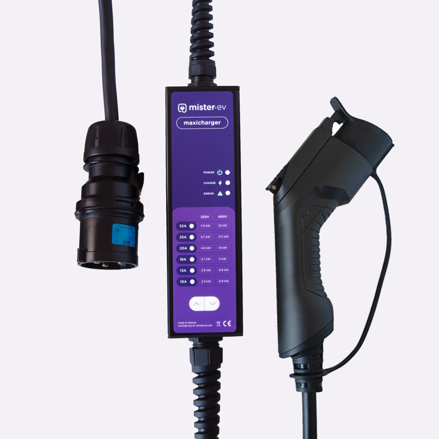 Chargeur mobile Type 1 / P17 32A monophasé 7,4kW - MAXICHARGER LIGHT ...